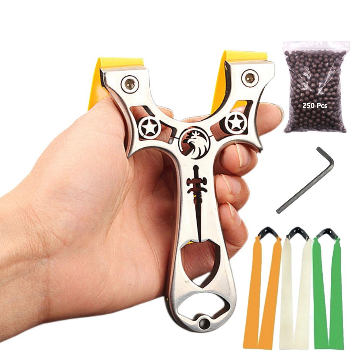 Double Star Eagle Sword Shield Stainless Steel Slingshot – TARGET SLINGSHOT